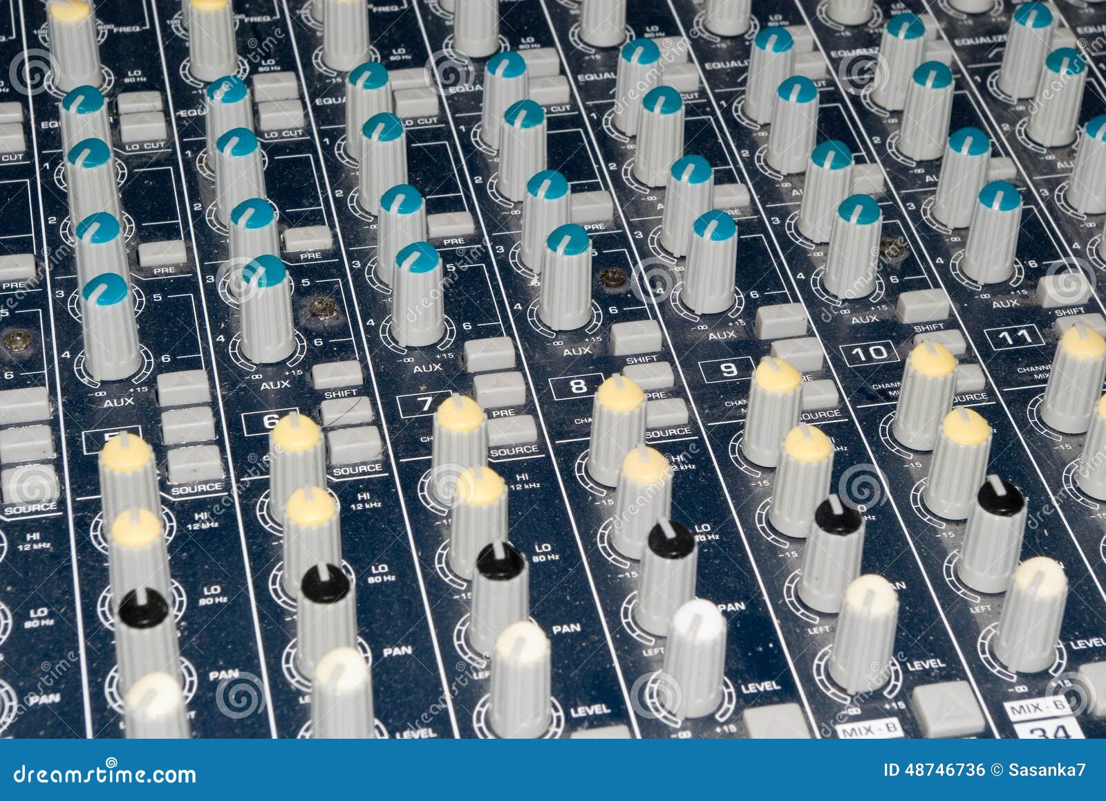 Mixer buttons detail stock photo. Image of equalizer - 48746736