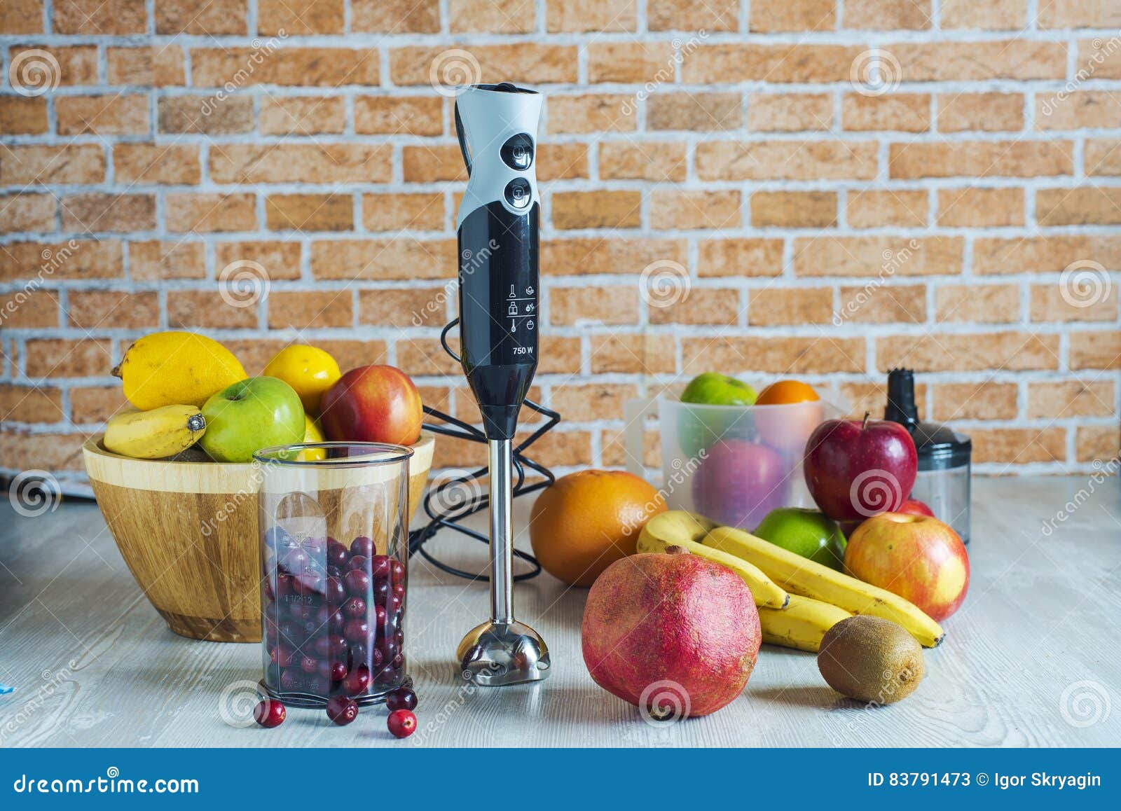 Mixer and fruit on table stock image. Image of lemon - 83791473