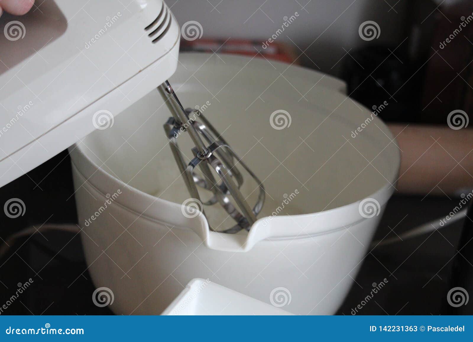 Mixer Inside a White Mixing Bowl Stock Image - Image of interior ...