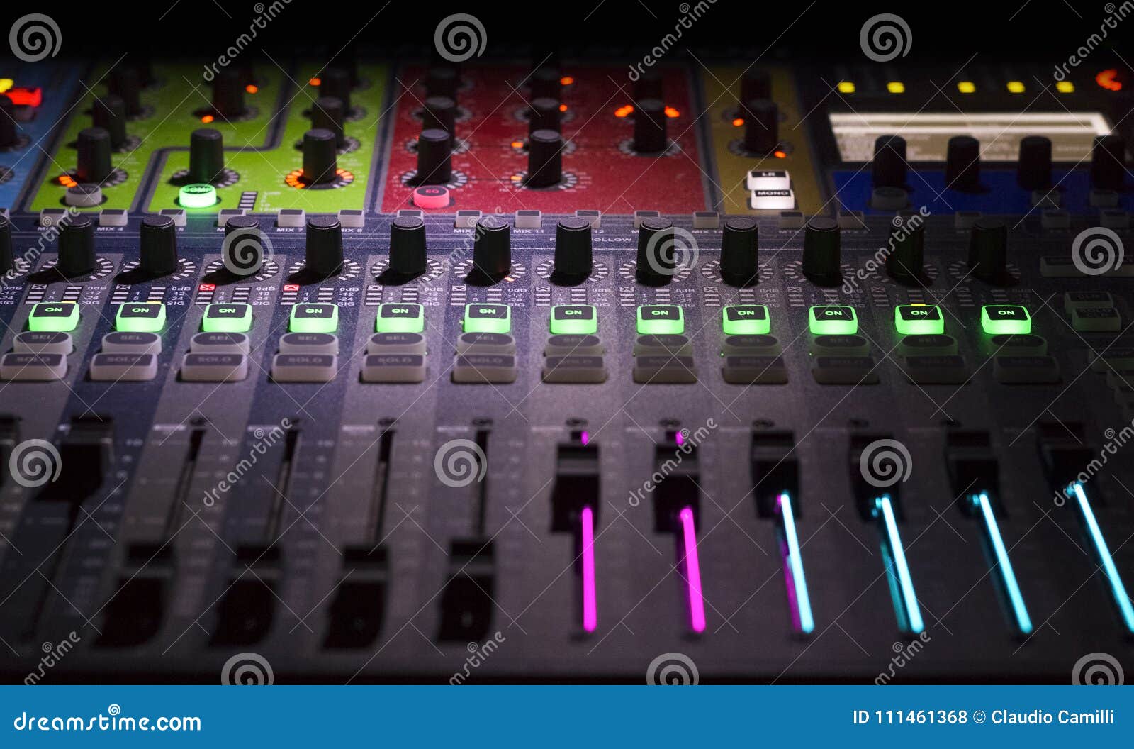 DJ Mixer panel stock photo. Image of button, desk, recording - 111461368