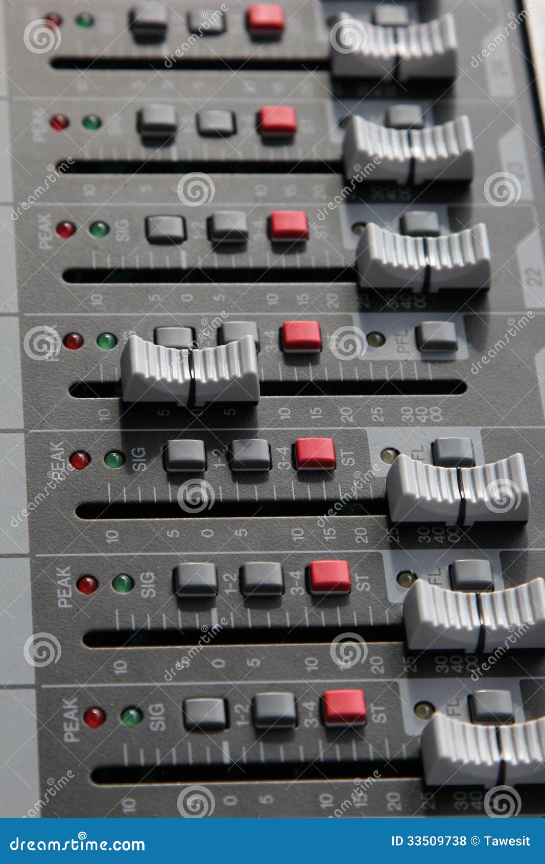 Mixer sound control panel stock photo. Image of push - 33509738