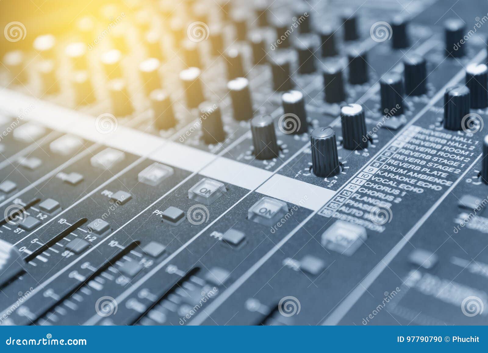 The Mixer Table or Fader Board Stock Photo - Image of electric, concert ...