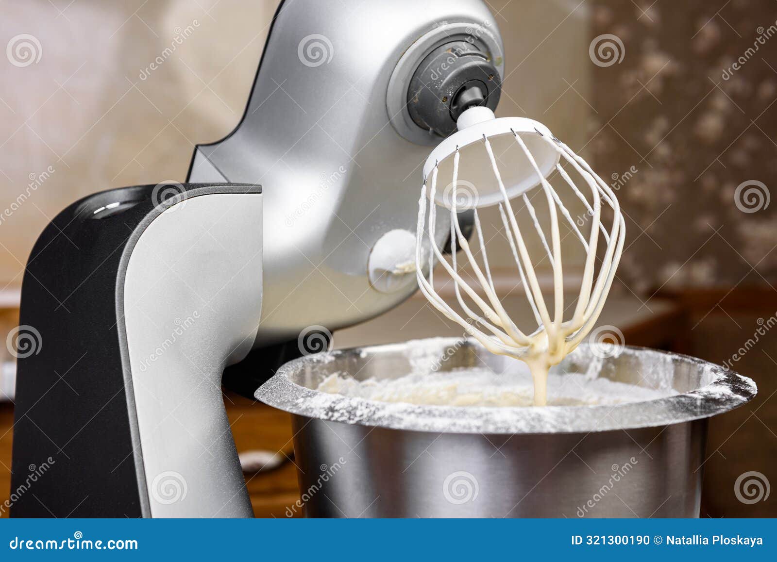 Mixing Biscuit Dough with a Electric Mixer. Stock Photo - Image of cake ...