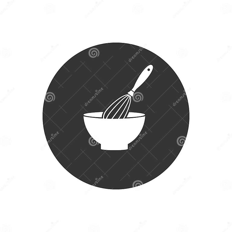 Mixing Bowl Vector White Icon in Flat Stock Vector - Illustration of ...