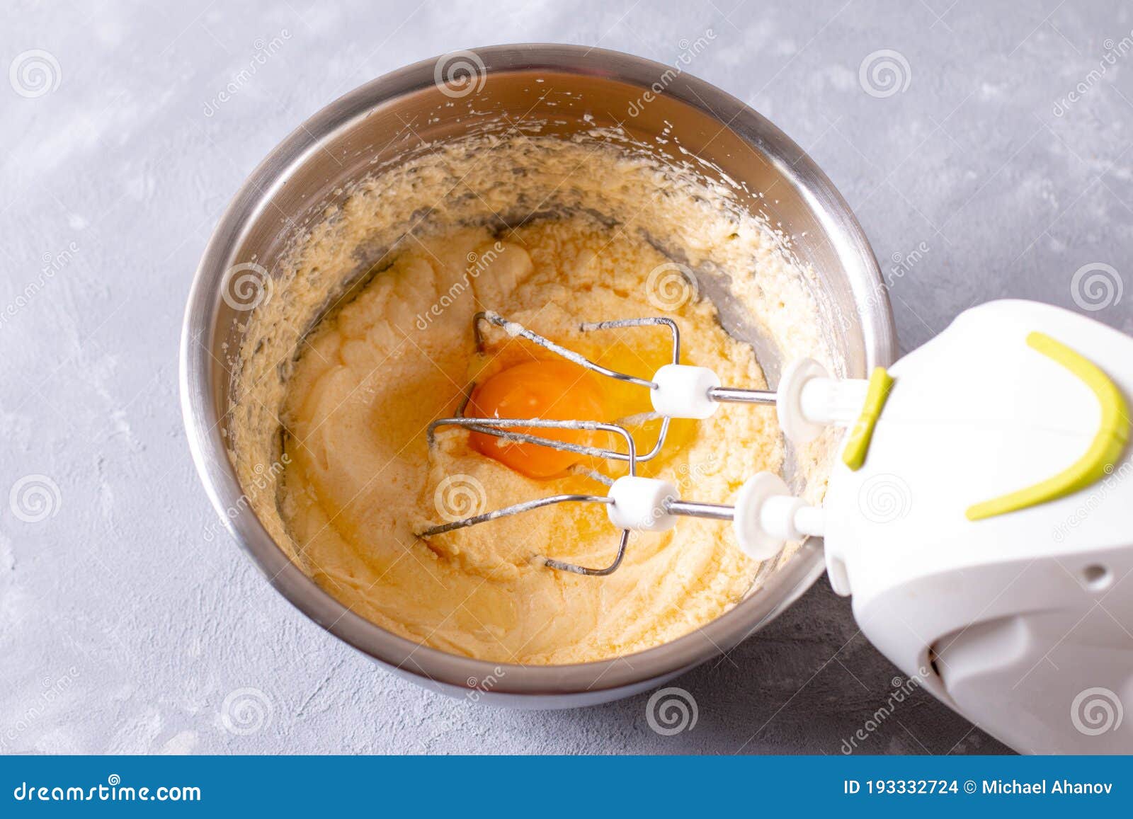 Mixing Butter with Sugar and Eggs in Bowl Stock Photo - Image of ...