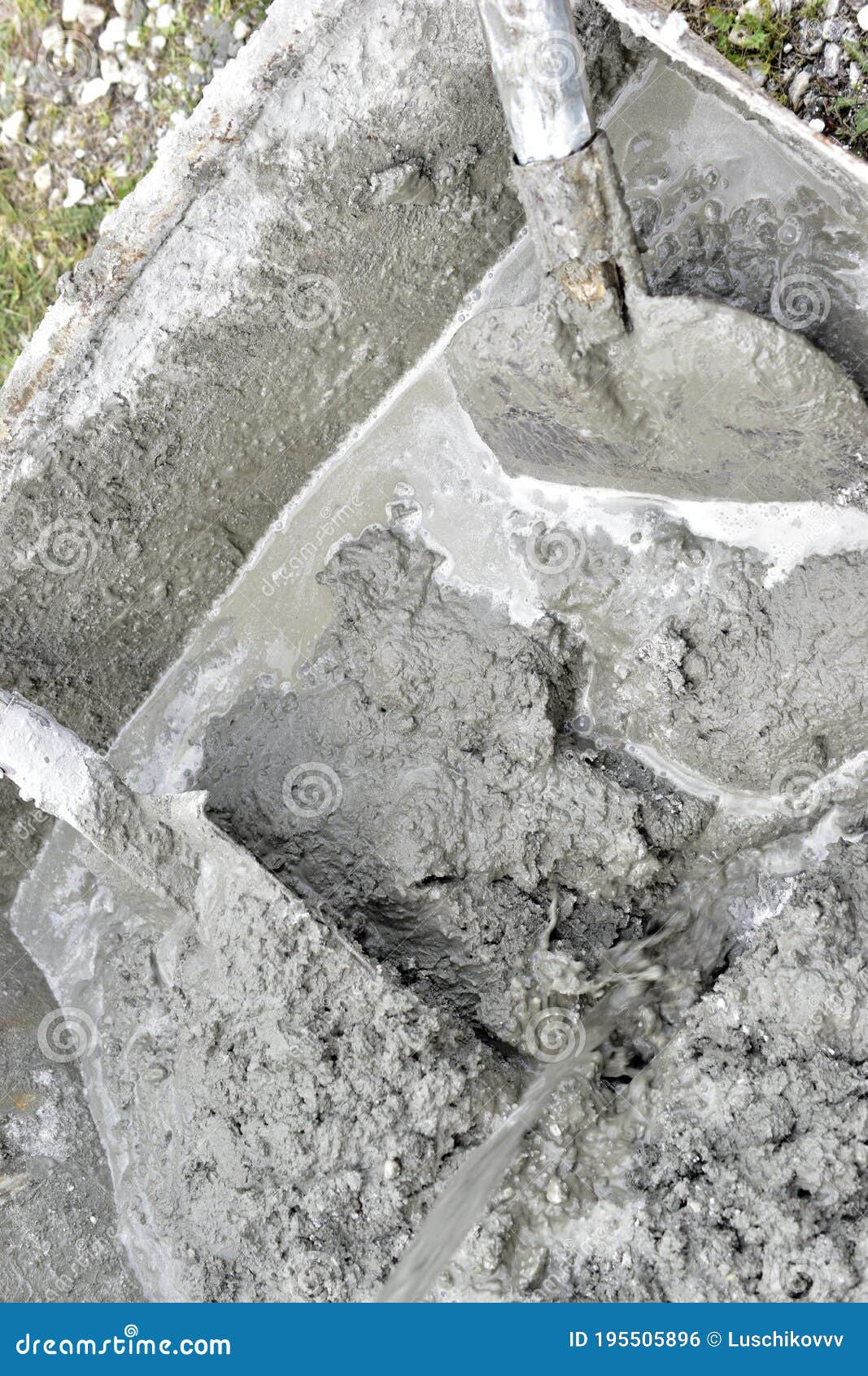 Mixing Cement in the Muld with Shovels for Construction Stock Photo ...