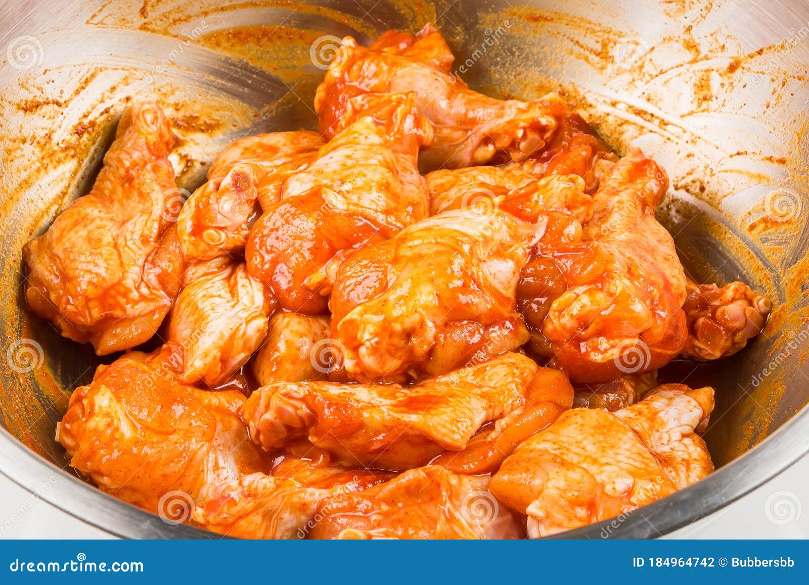 Mixing Chicken and Spicy Spice Powder . Making BBQ Chicken Legs Stock ...