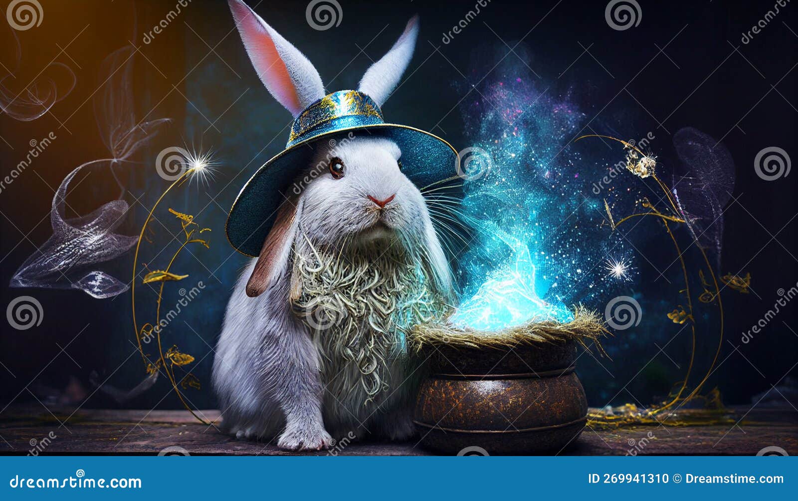 Mixing the Concepts of Easter and Magic. Easter Bunny As a Wizard ...