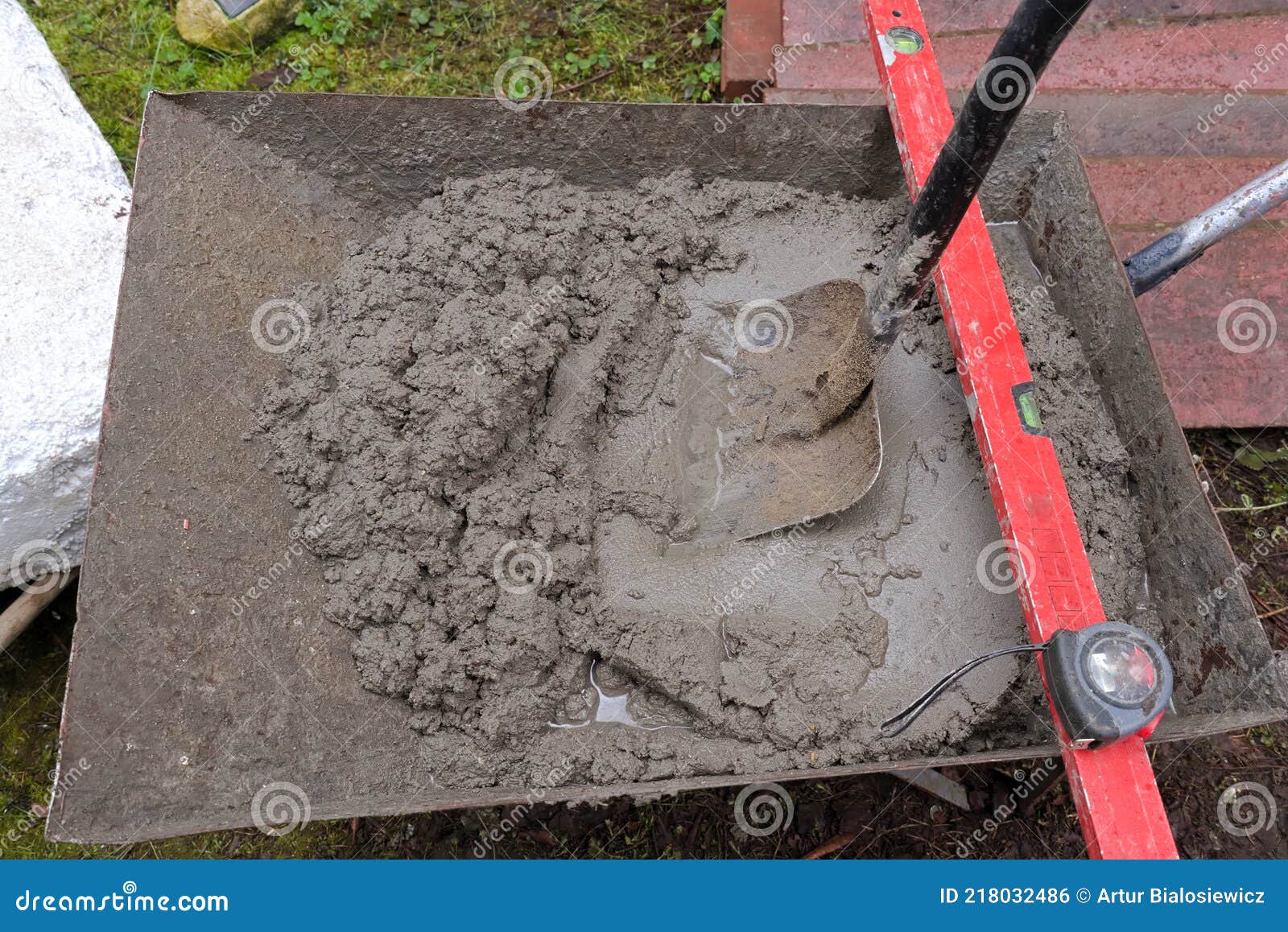 Mixing Concrete Using a Shovel Stock Photo - Image of structure, rough ...