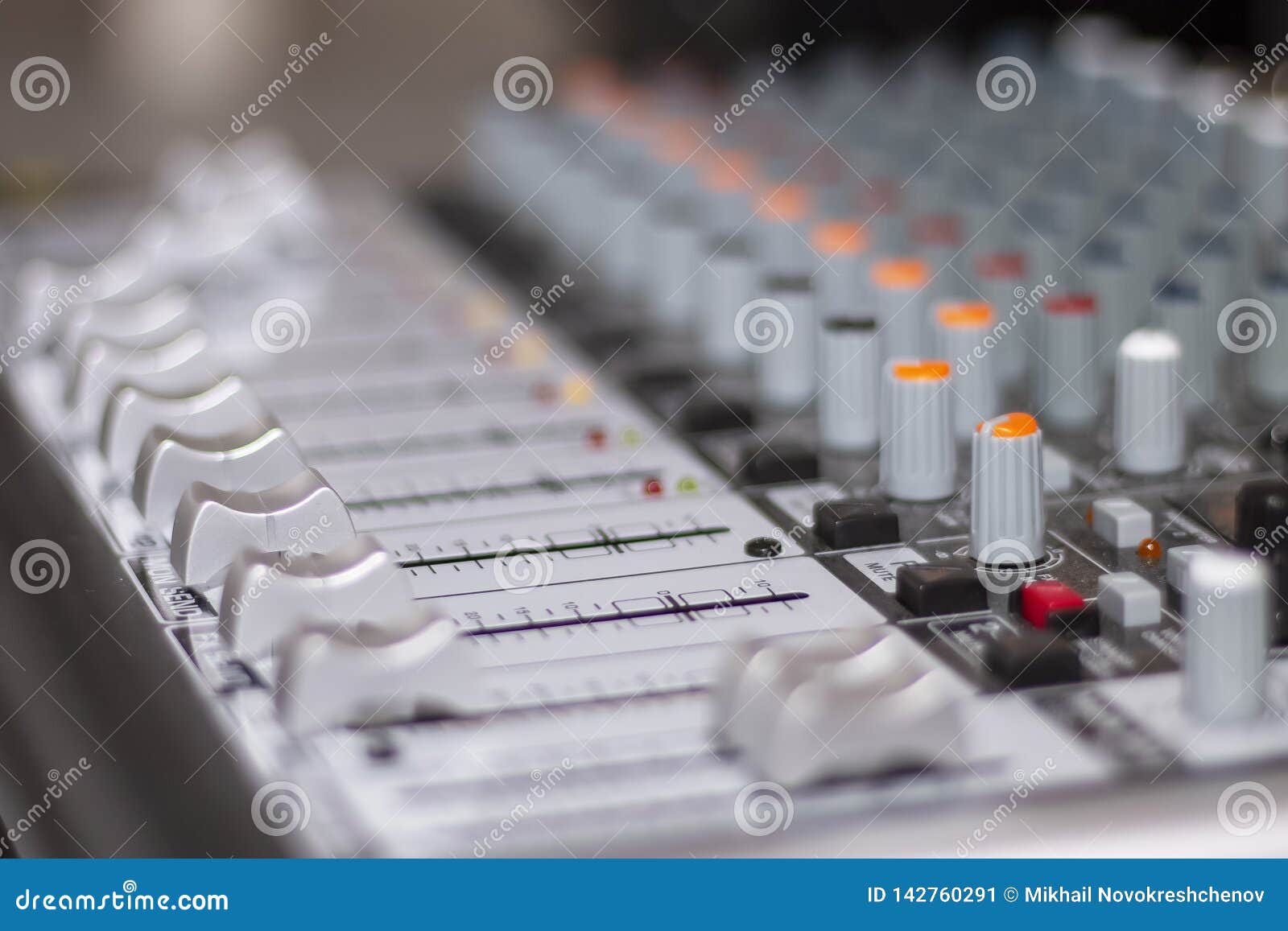 Mixing Console. Closeup of Sound Mixing Console Stock Image - Image of ...