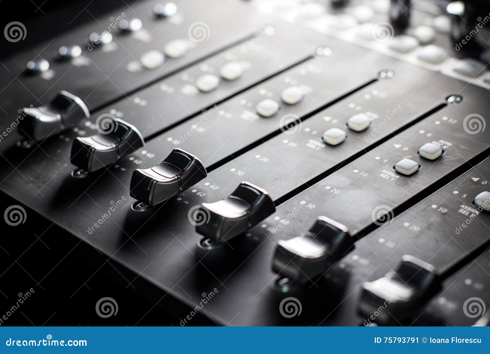 Mixing Console - faders stock image. Image of equalizer - 75793791
