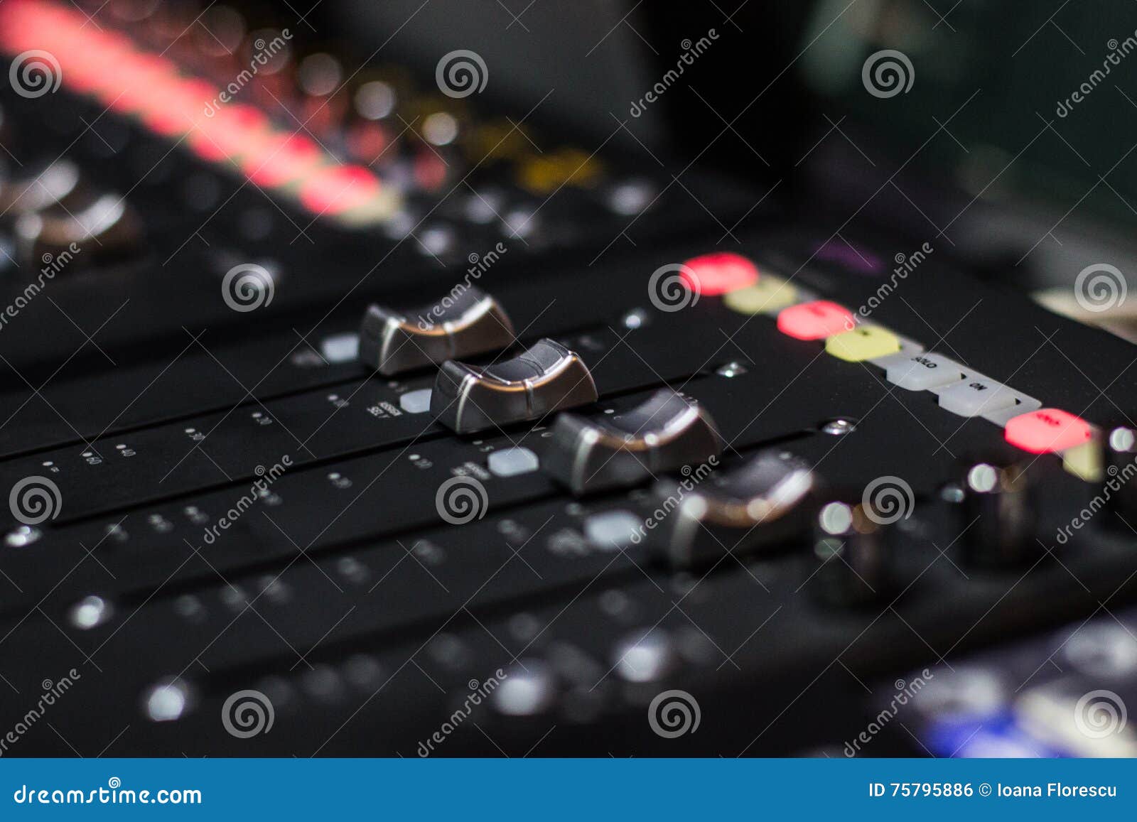 Mixing Console - faders stock photo. Image of desk, equipment - 75795886