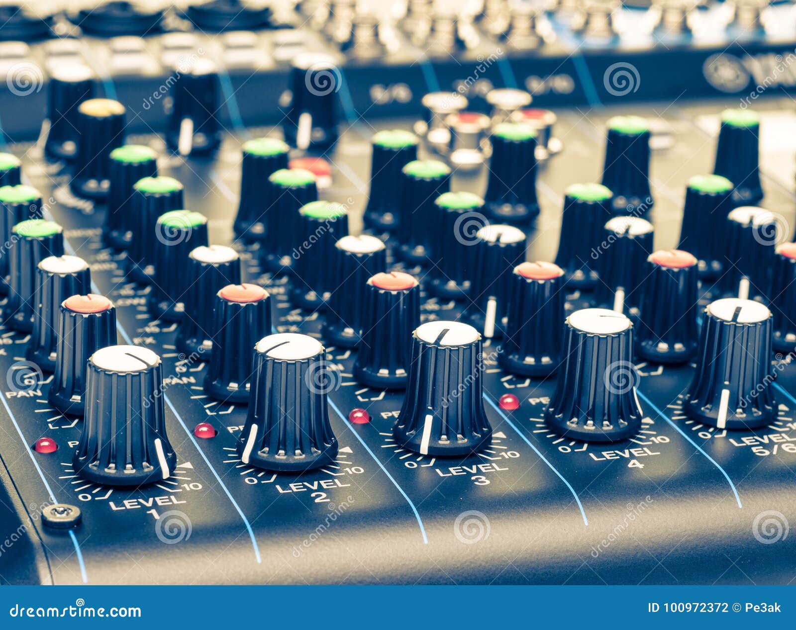 Mixing Console Knobs Close-up Stock Photo - Image of panel, music ...