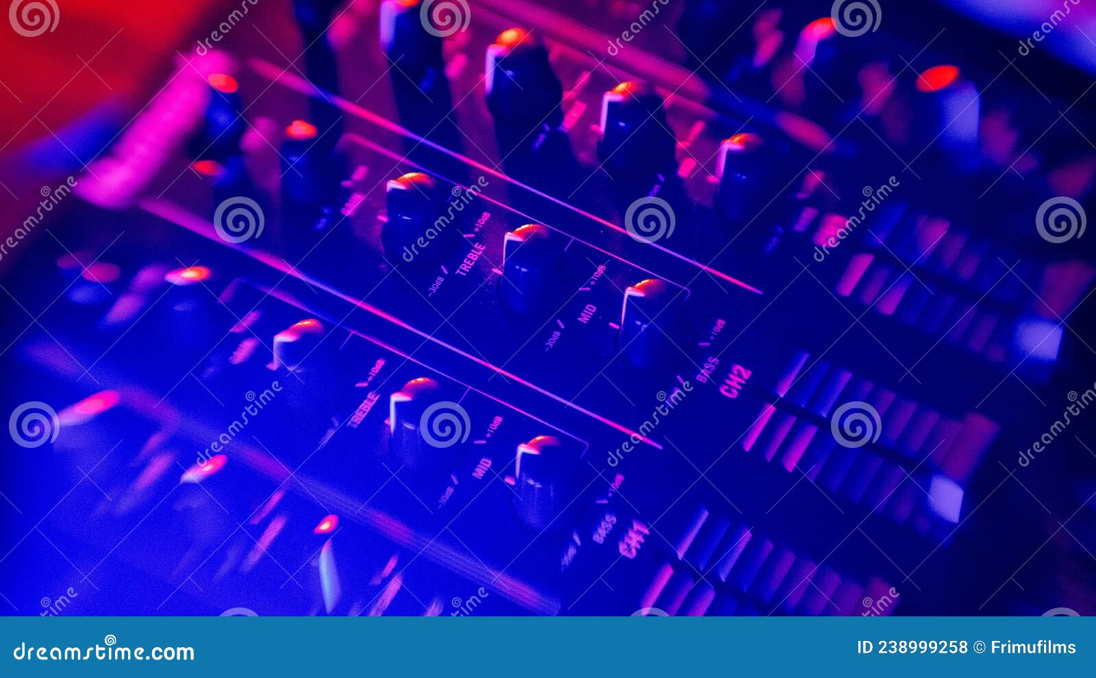 Mixing Console. Neon Illumination Around Stock Photo - Image of home ...