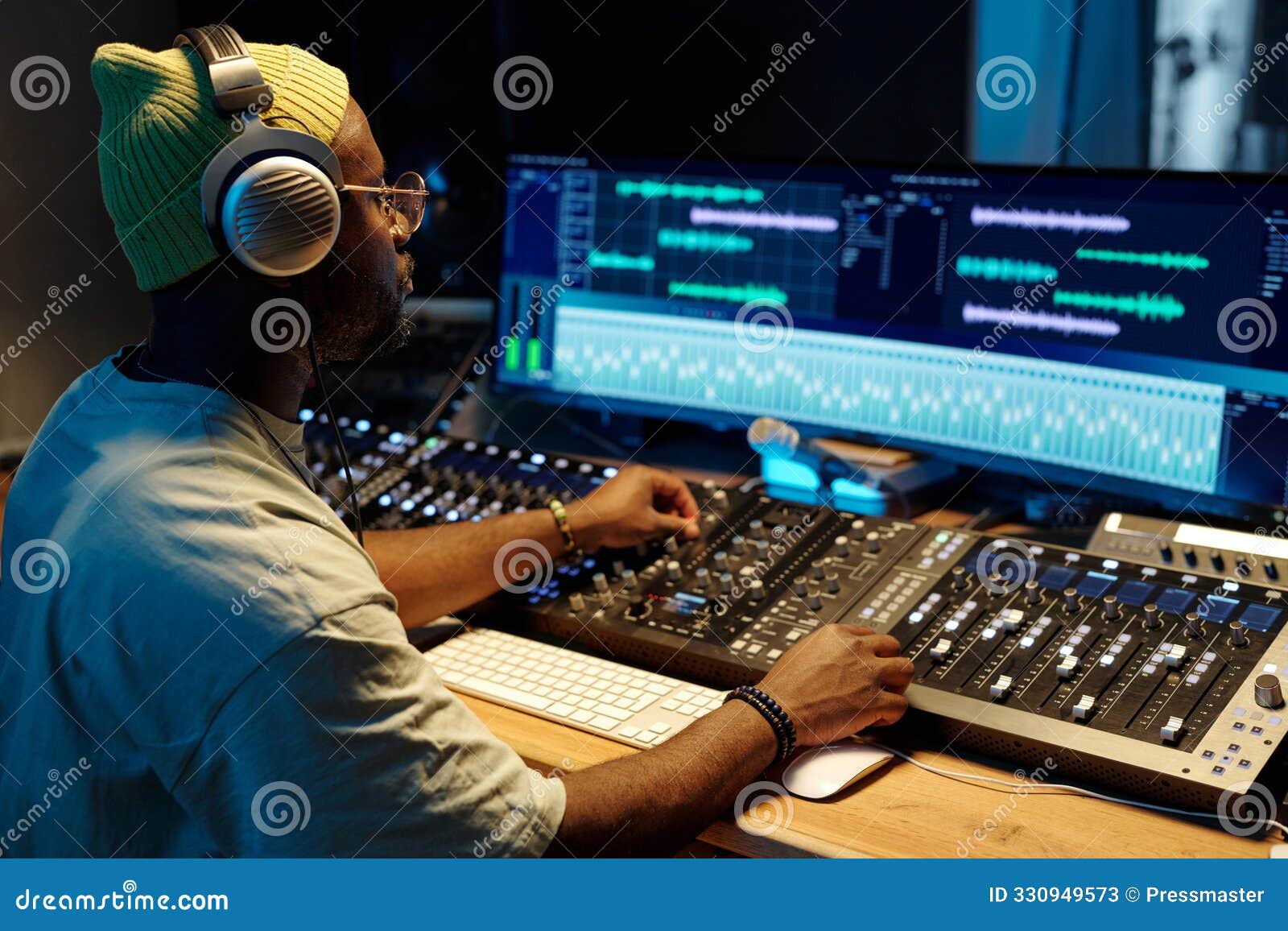 Mixing and Editing Music in a High-Tech Studio Stock Image - Image of ...