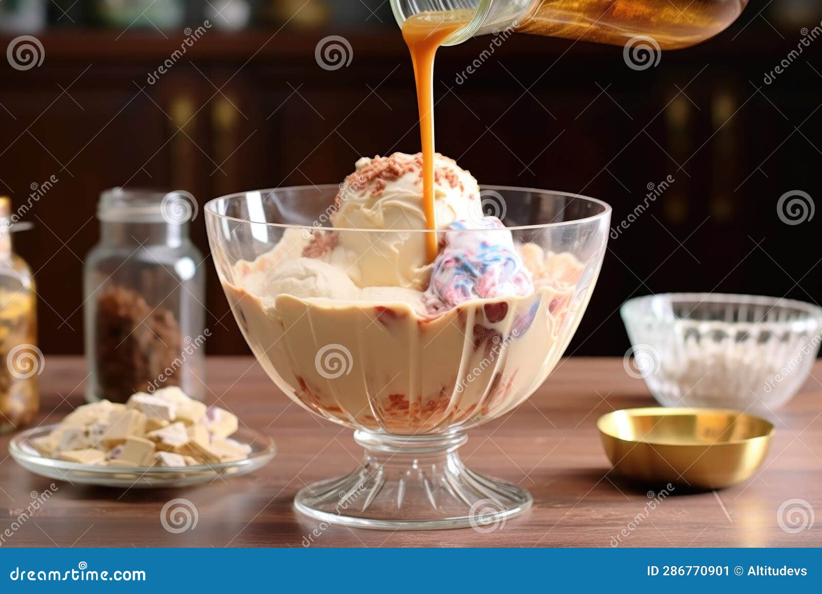 Mixing Ice Cream Base in a Glass Bowl Stock Image - Image of glass ...