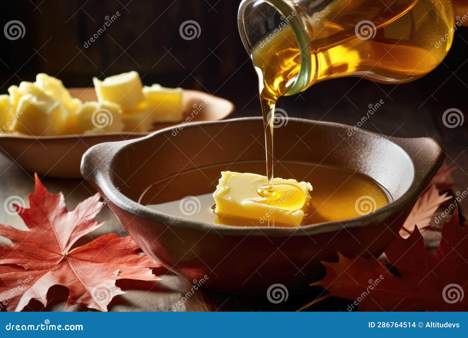 Mixing Maple Syrup with Butter in a Bowl Stock Illustration ...