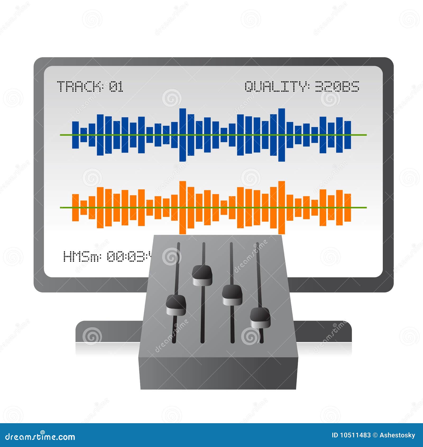 Mixing Music Tracks with Mixer Stock Vector - Illustration of disc ...