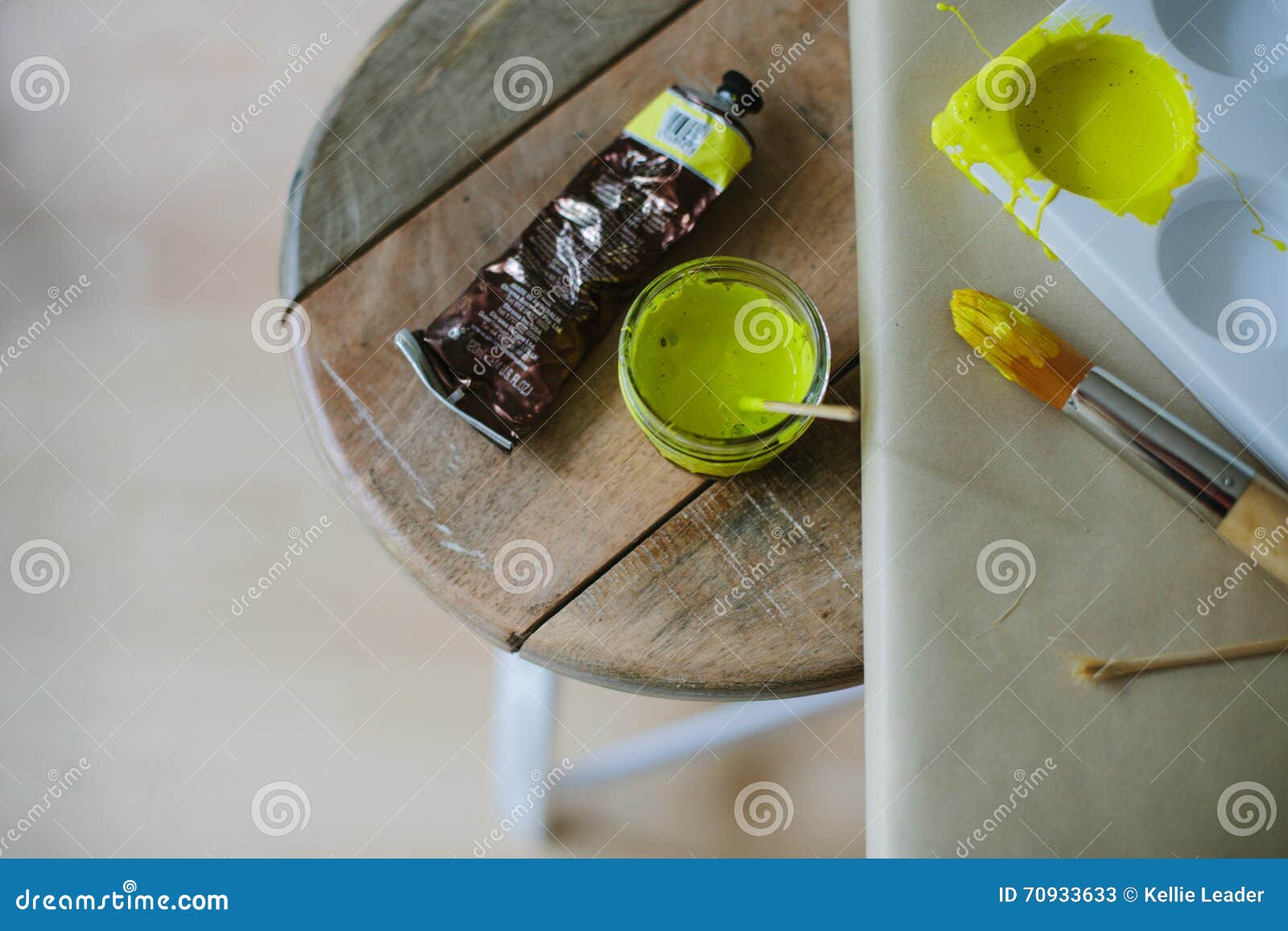 Mixing Paint stock image. Image of yellow, painting, pallette - 70933633