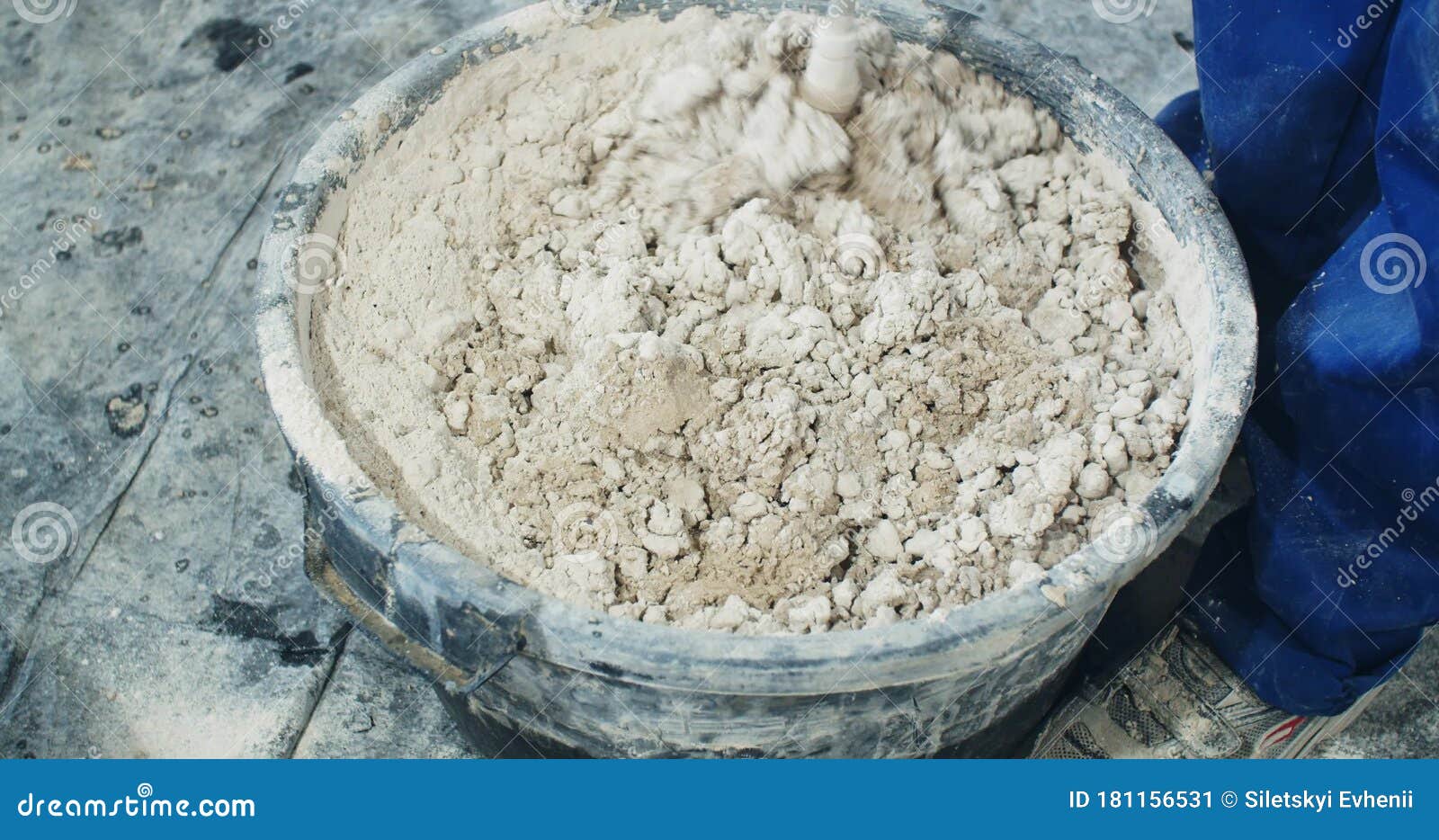 Plaster Mixing Process in the Bucket with the Professional Tool, 4k ...