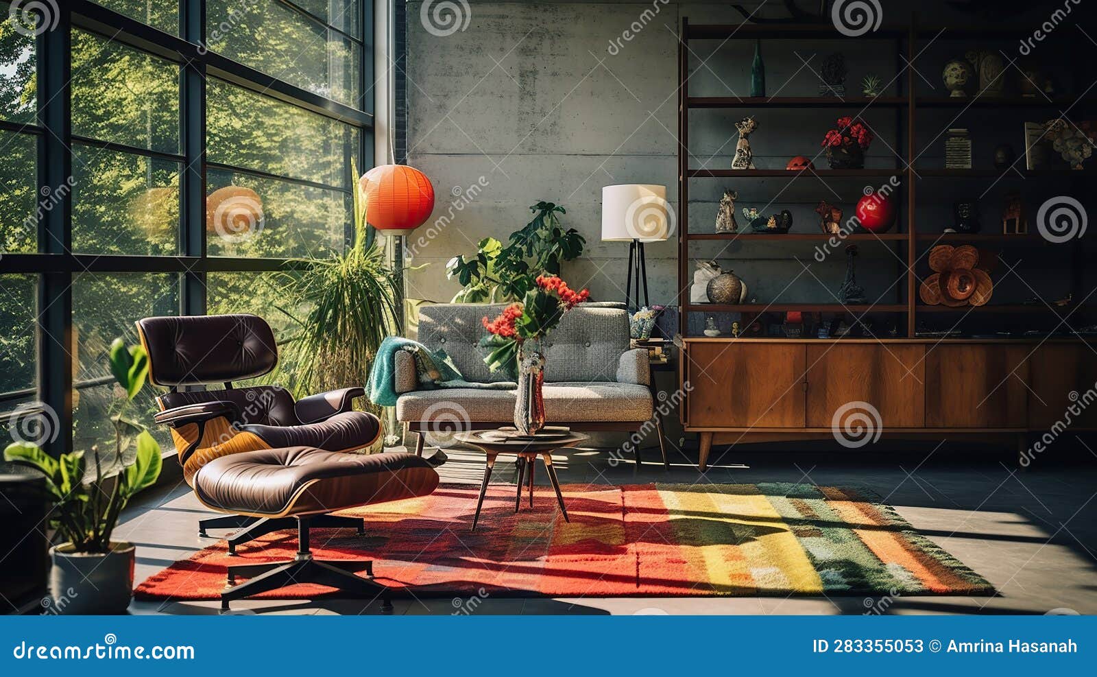 Mixing Retro and Modern Elements in Home Design. Generative Ai Stock ...