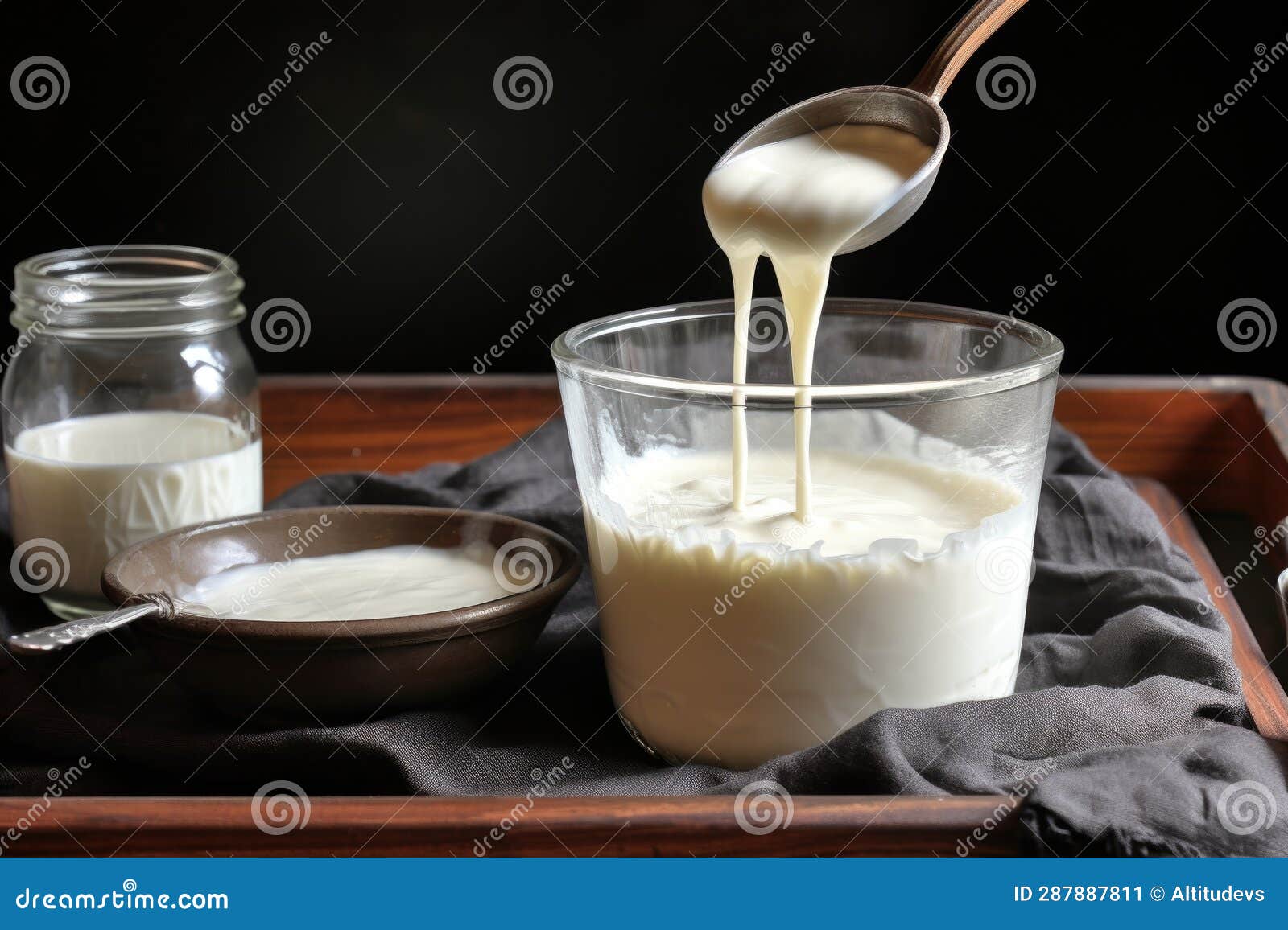 Mixing Yogurt Starter into Warm Milk Stock Illustration - Illustration ...