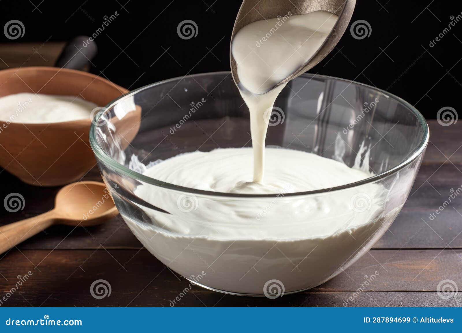 Mixing Yogurt Starter into Warm Milk Stock Illustration - Illustration ...