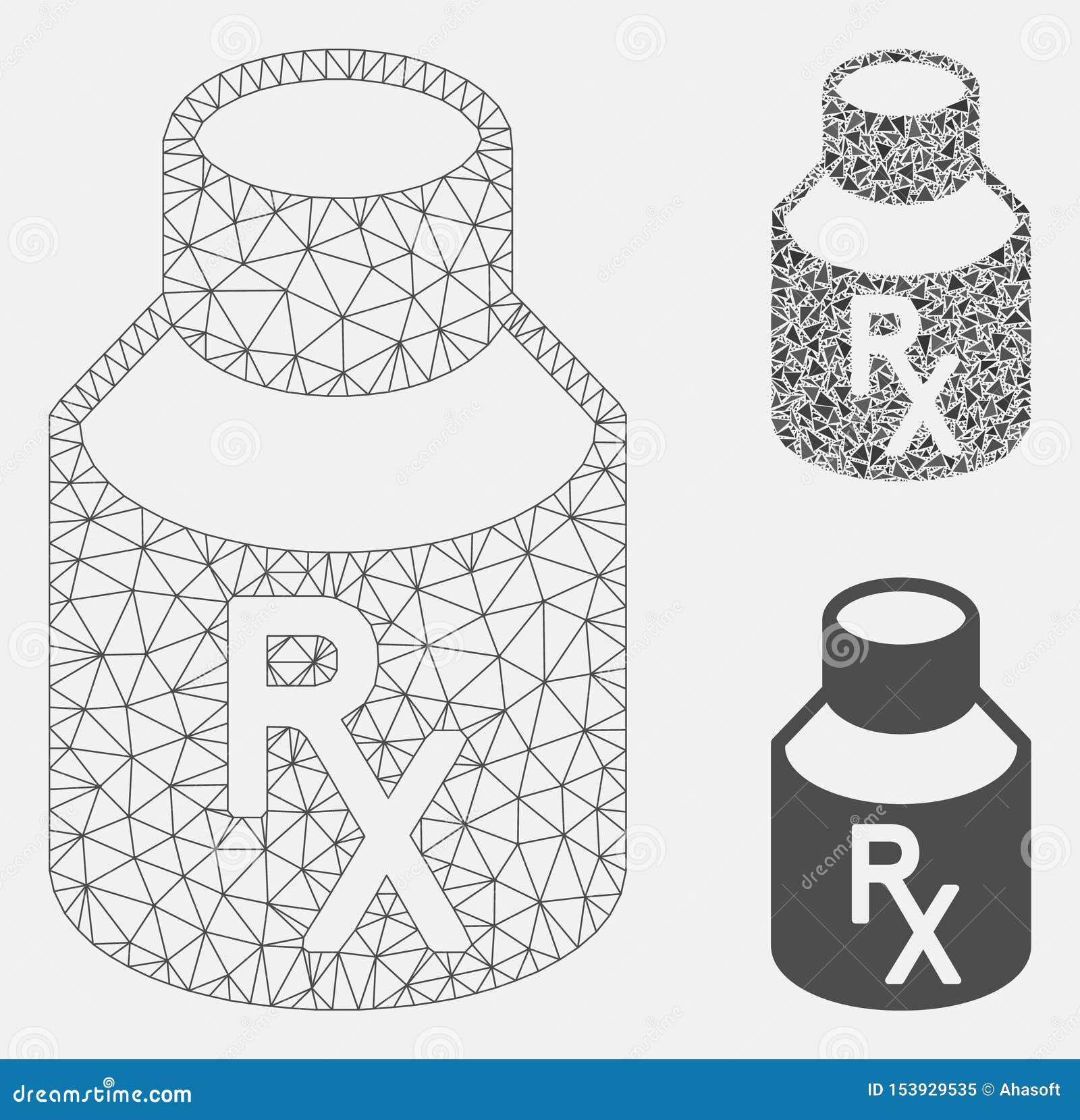Mixture Bottle Vector Mesh Carcass Model And Triangle Mosaic Icon Stock