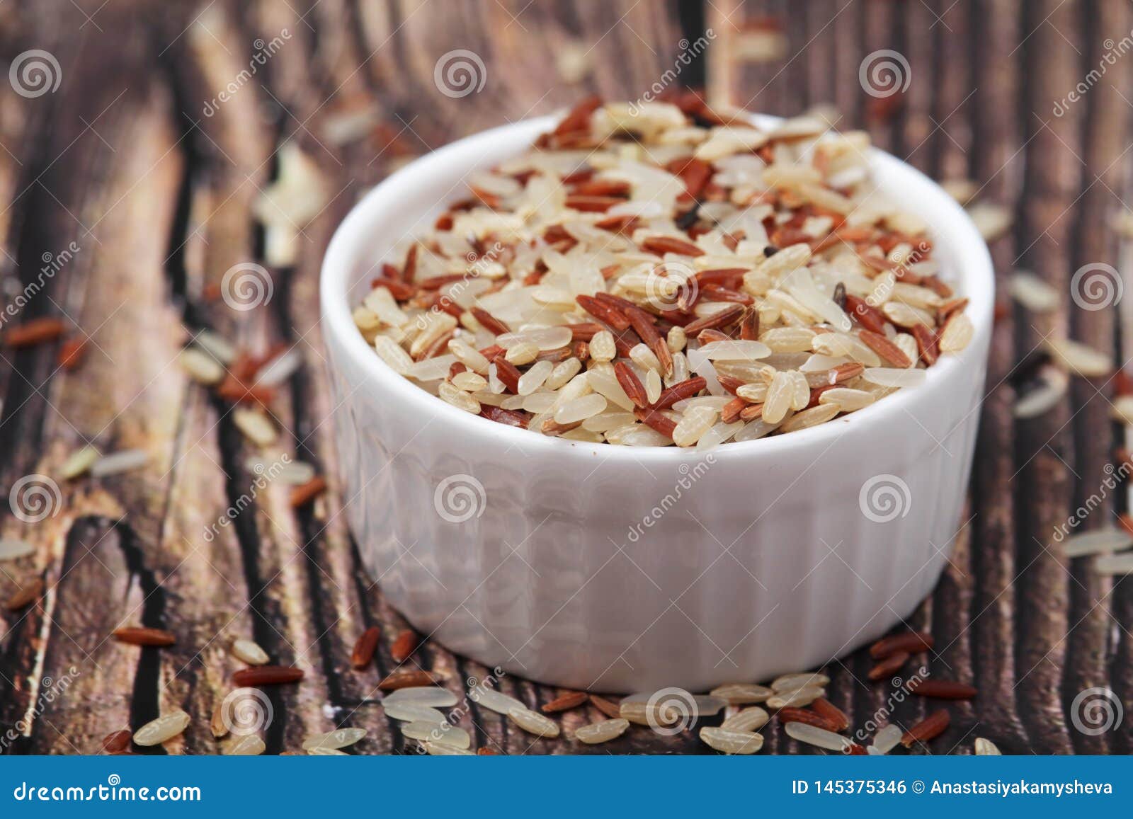 A Mixture of Brown, White, and Red Indica Rice Stock Photo - Image of ...