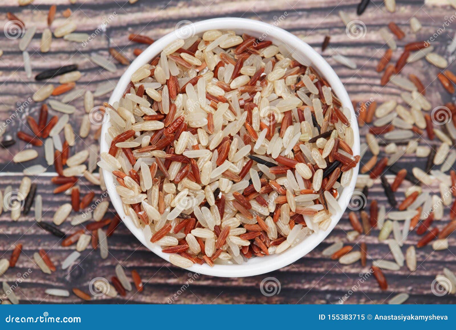 A Mixture of Brown, White, and Red Indica Rice Stock Image - Image of ...