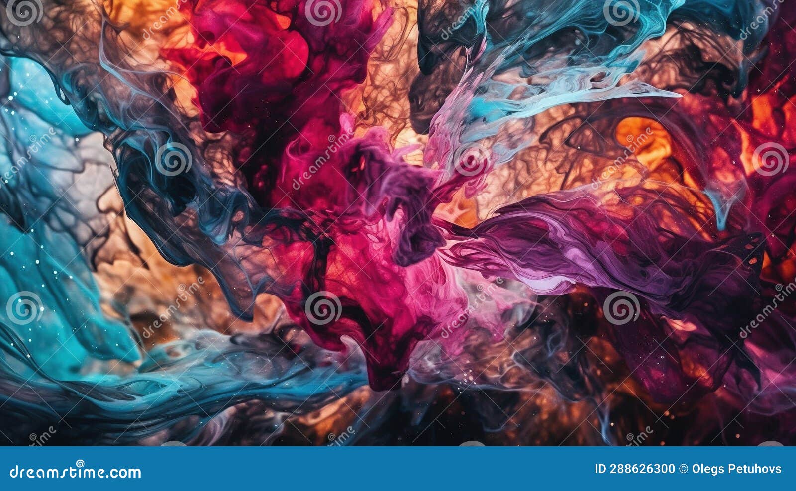 A Mixture of Colored Inks in Water and Inkspots Stock Illustration ...