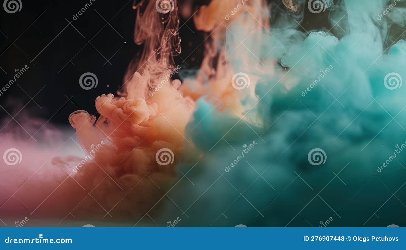 A Mixture of Colored Smoke on a Black Background with a Pink and Blue ...