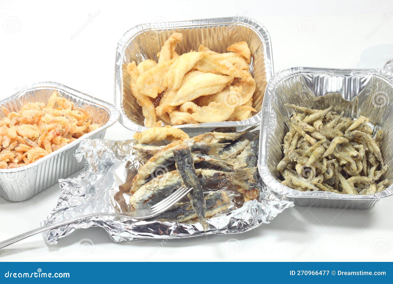 A Mixture of Fried Seafood Fish Takeaway- Stock Image - Image of dinner ...