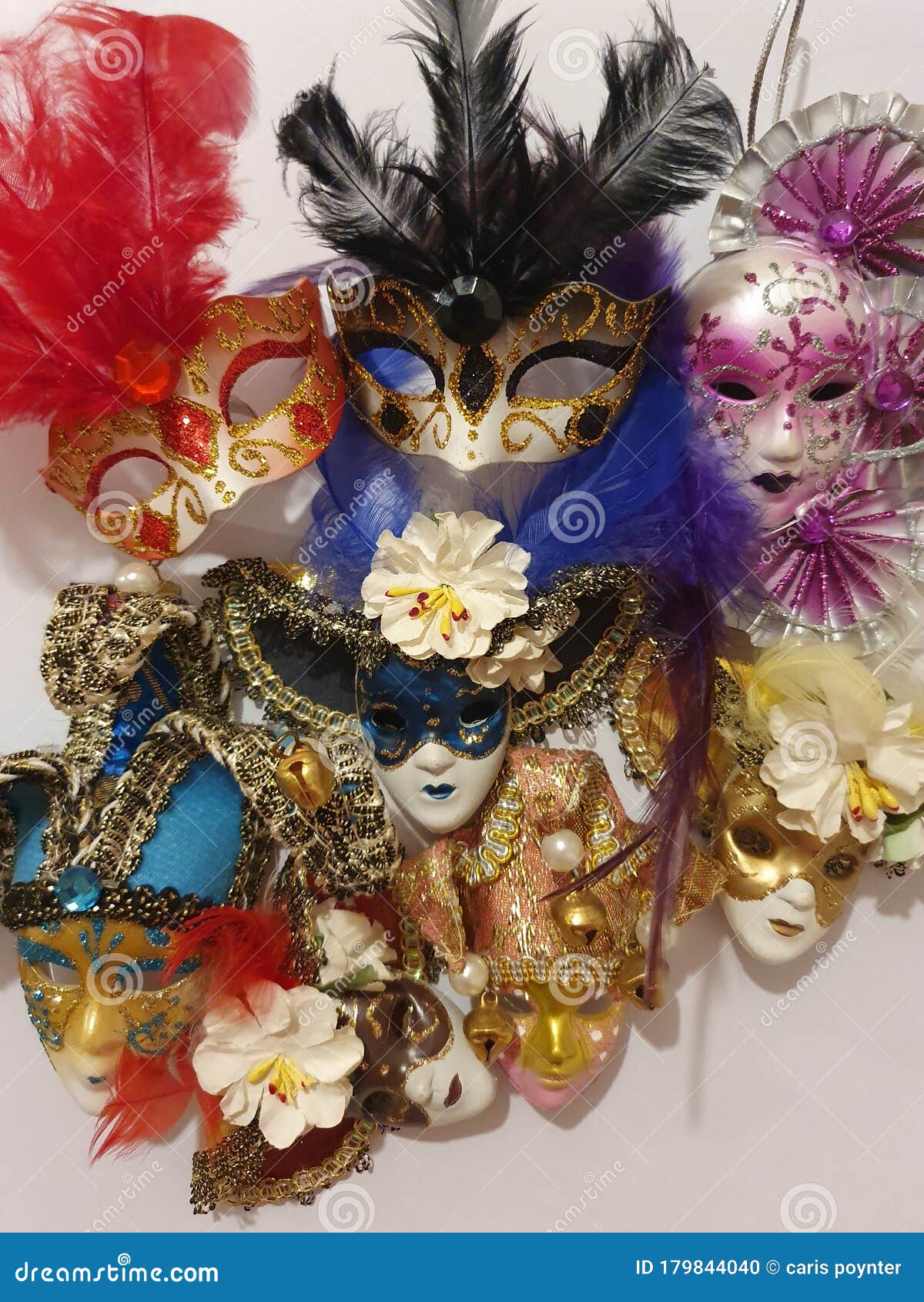 Mixture of Masquerade Masks Stock Photo - Image of person, plant: 179844040