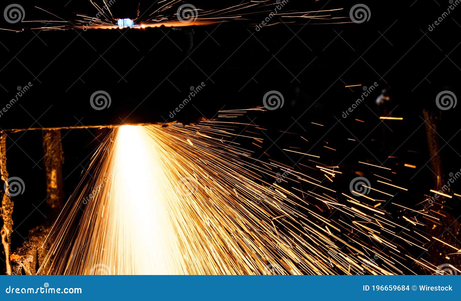 Flame Cutting Process By Oxygen And Acetylene Cutting Machine Royalty ...