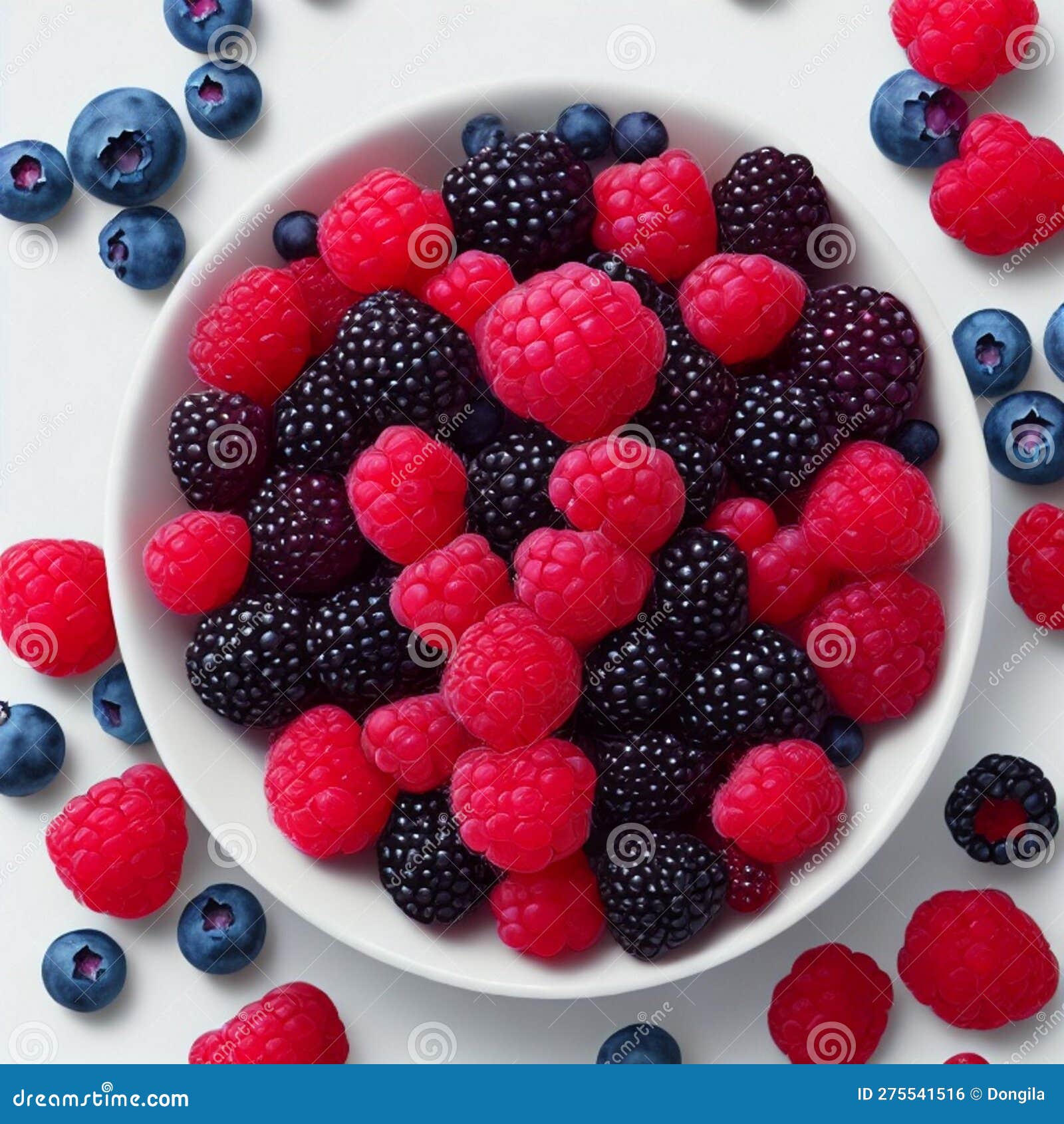 Mixture of Raspberry, Blueberries, Blackberries Isolated on White ...