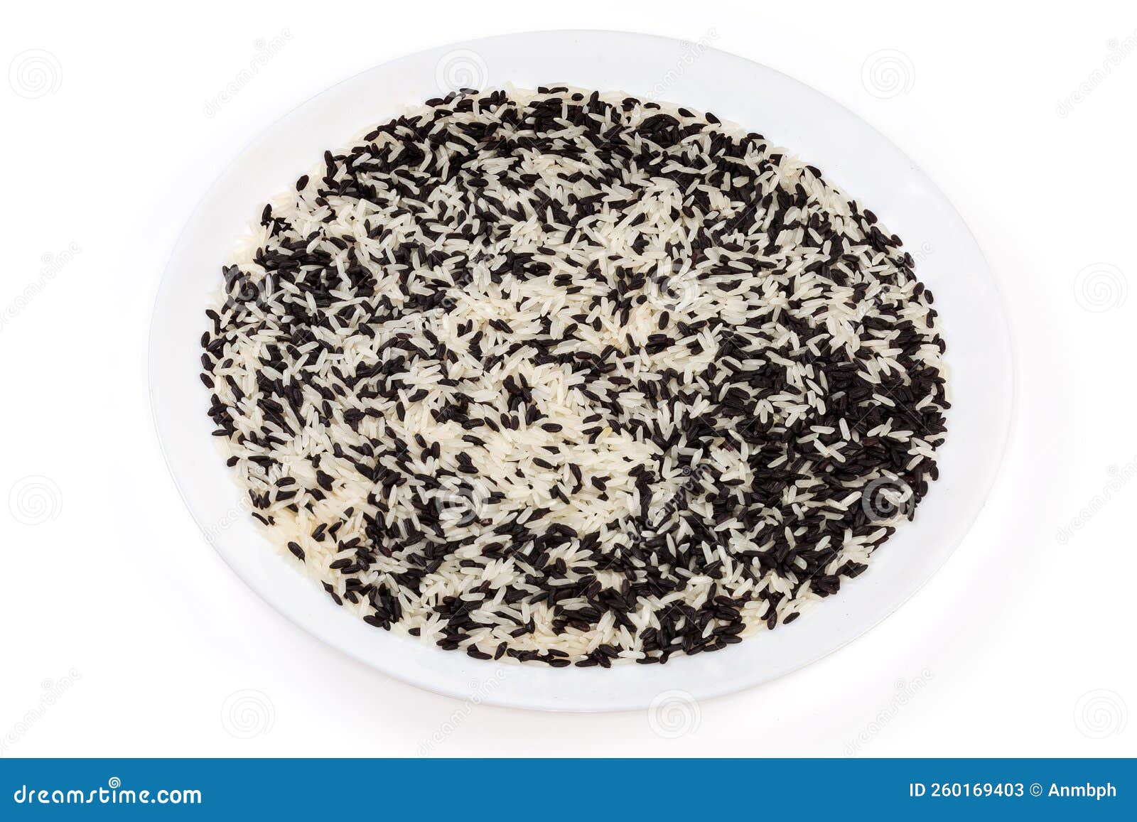 Mixture of Raw Black and White Rice on White Dish Stock Image - Image ...