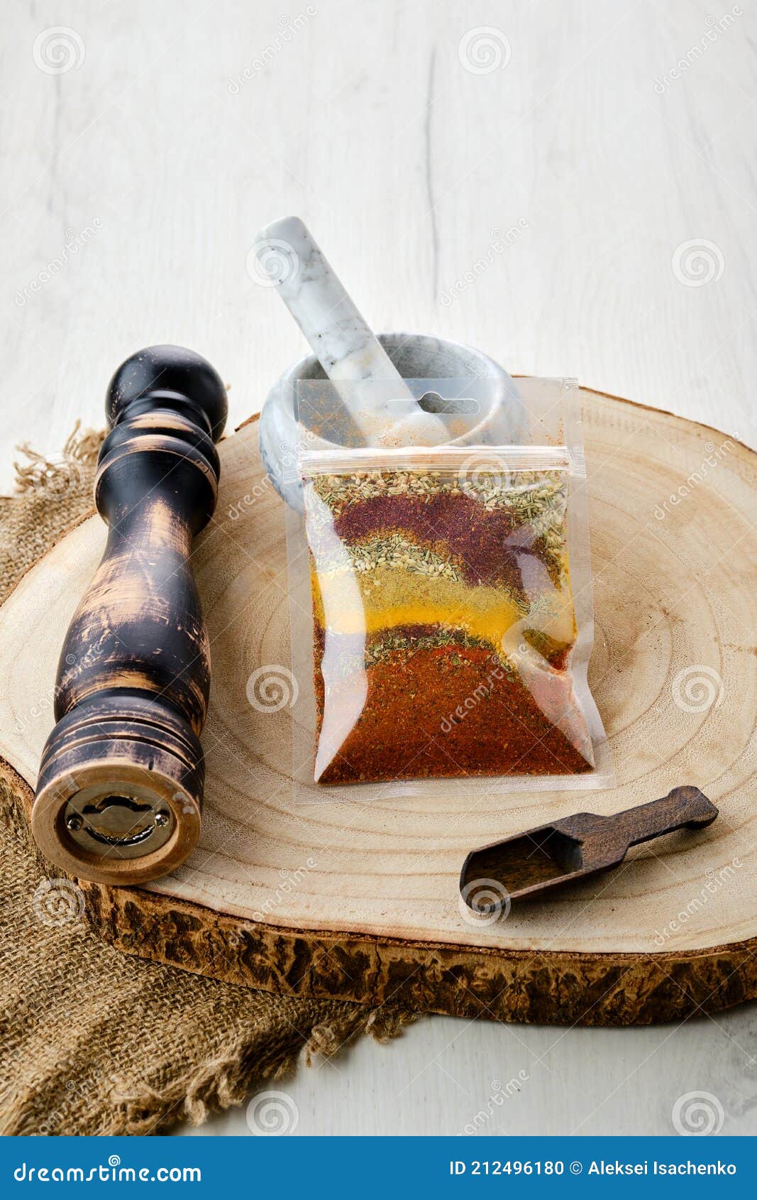 Mixture of Spices in Plastic Packaging Stock Photo - Image of mill ...