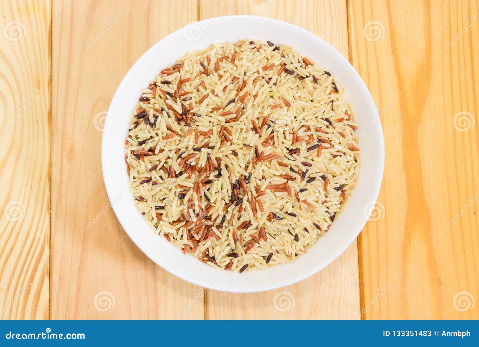 Mixture of the Uncooked Different Rice on a White Dish Stock Image ...