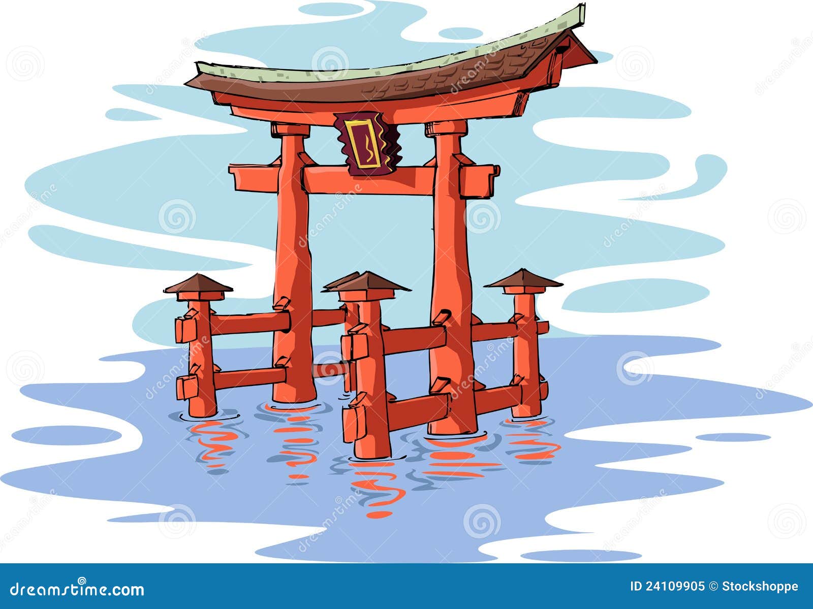 Miyajima Tori Gate Pastel Color Creative AI Stock Photo | CartoonDealer ...