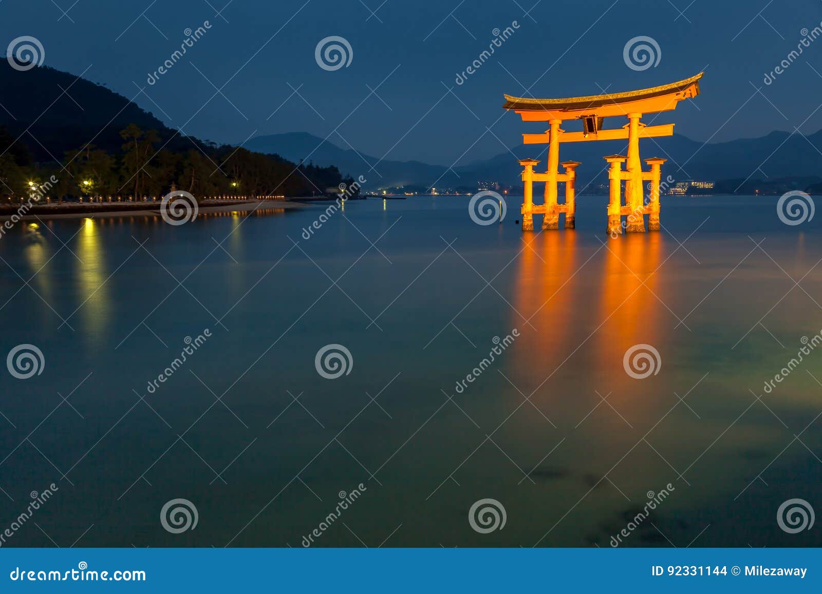Miyajima, Hiroshima, Japan at the Floating Gate Stock Photo - Image of ...
