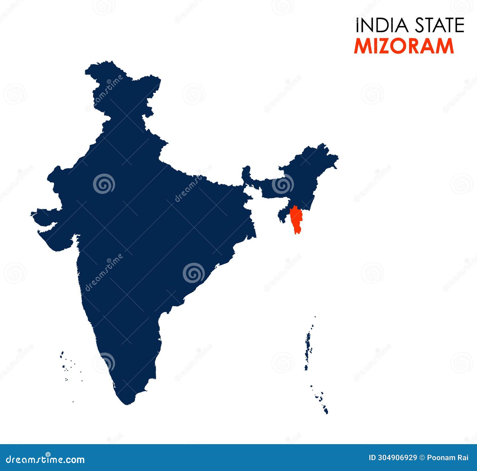 Mizoram Map of Indian State. Mizoram Map Vector Illustration Stock ...