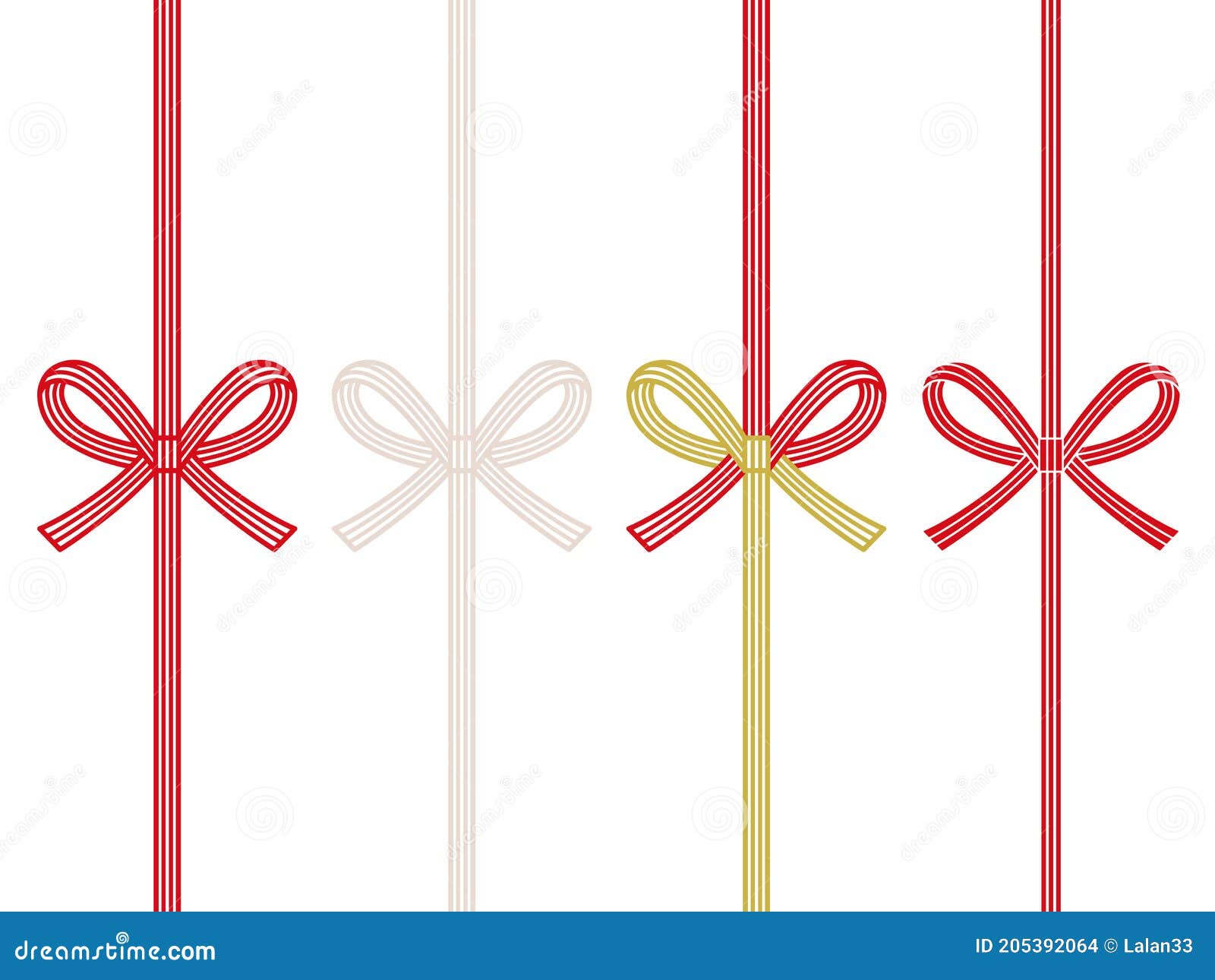Asian Ribbon Decoration. Mizuhiki Set. Vertical Lines. Stock Vector ...