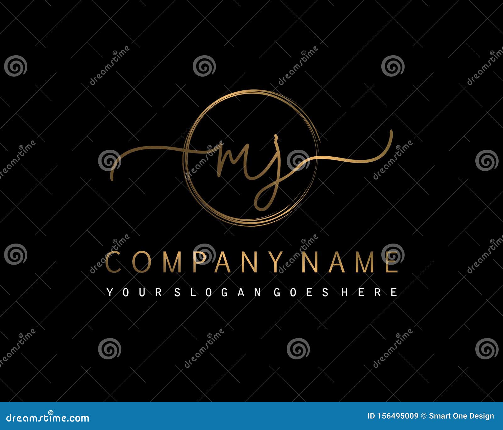 MJ Initial Handwriting Logo Circle Hand Drawn Template Vector Stock ...