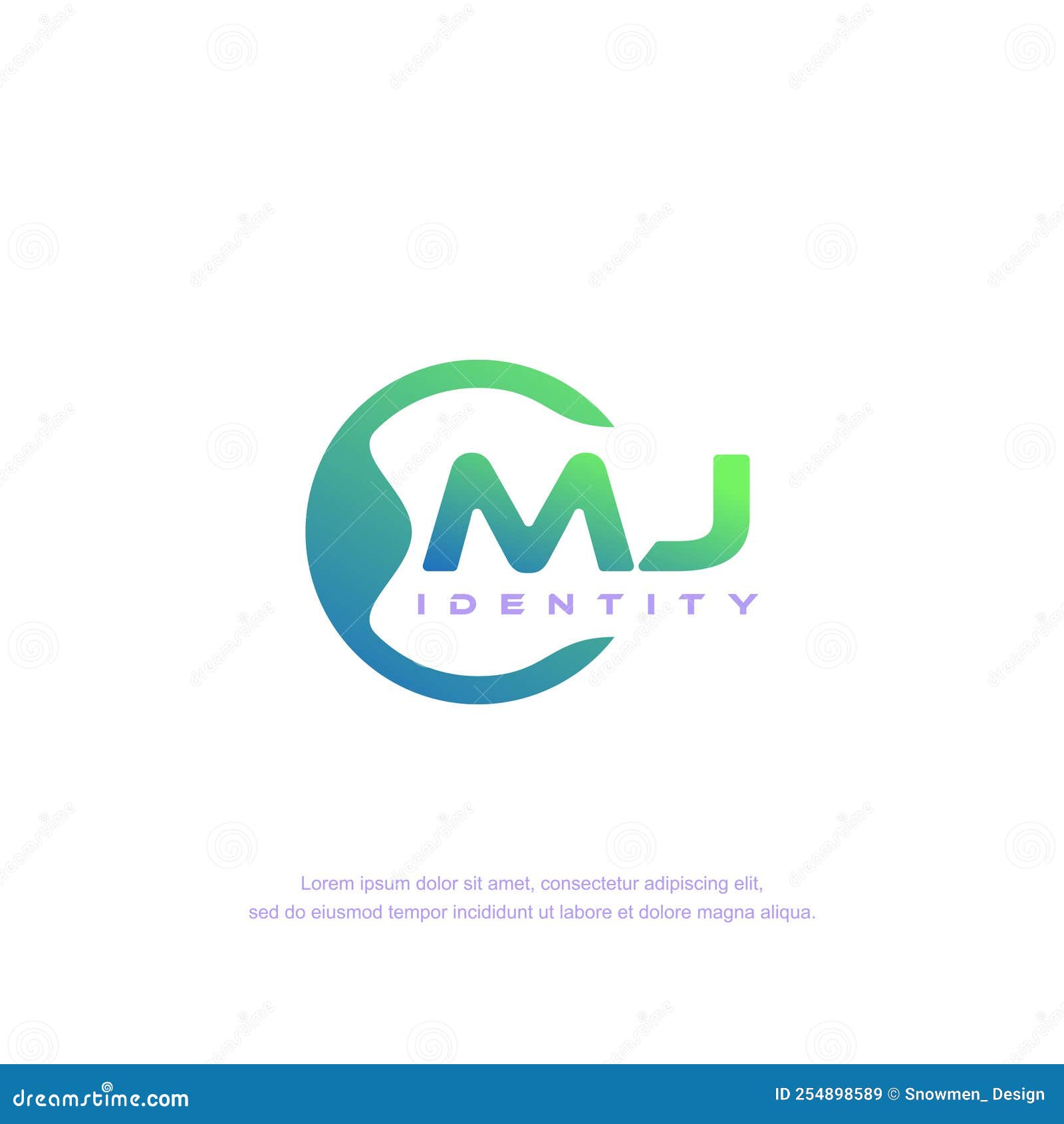 MJ Initial Letter Circular Line Logo Template Vector with Gradient ...