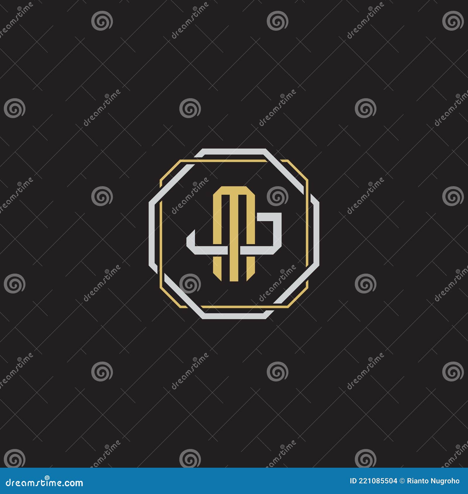 MJ Initial Letter Overlapping Interlock Logo Monogram Line Art Style ...