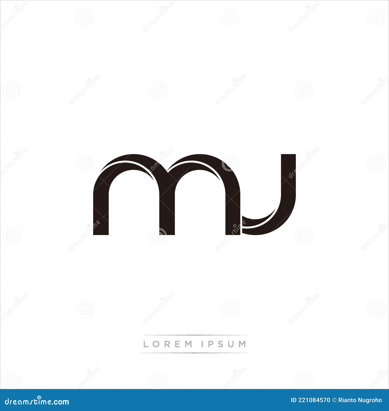 Mj Initial Letter Split Lowercase Modern Monogram Linked Outline ...