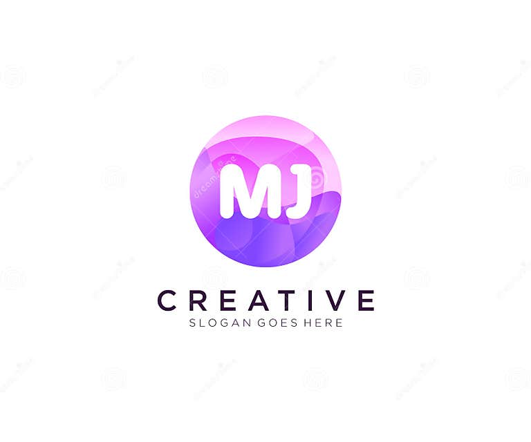 MJ Initial Logo with Colorful Circle Template Vector Stock Vector ...