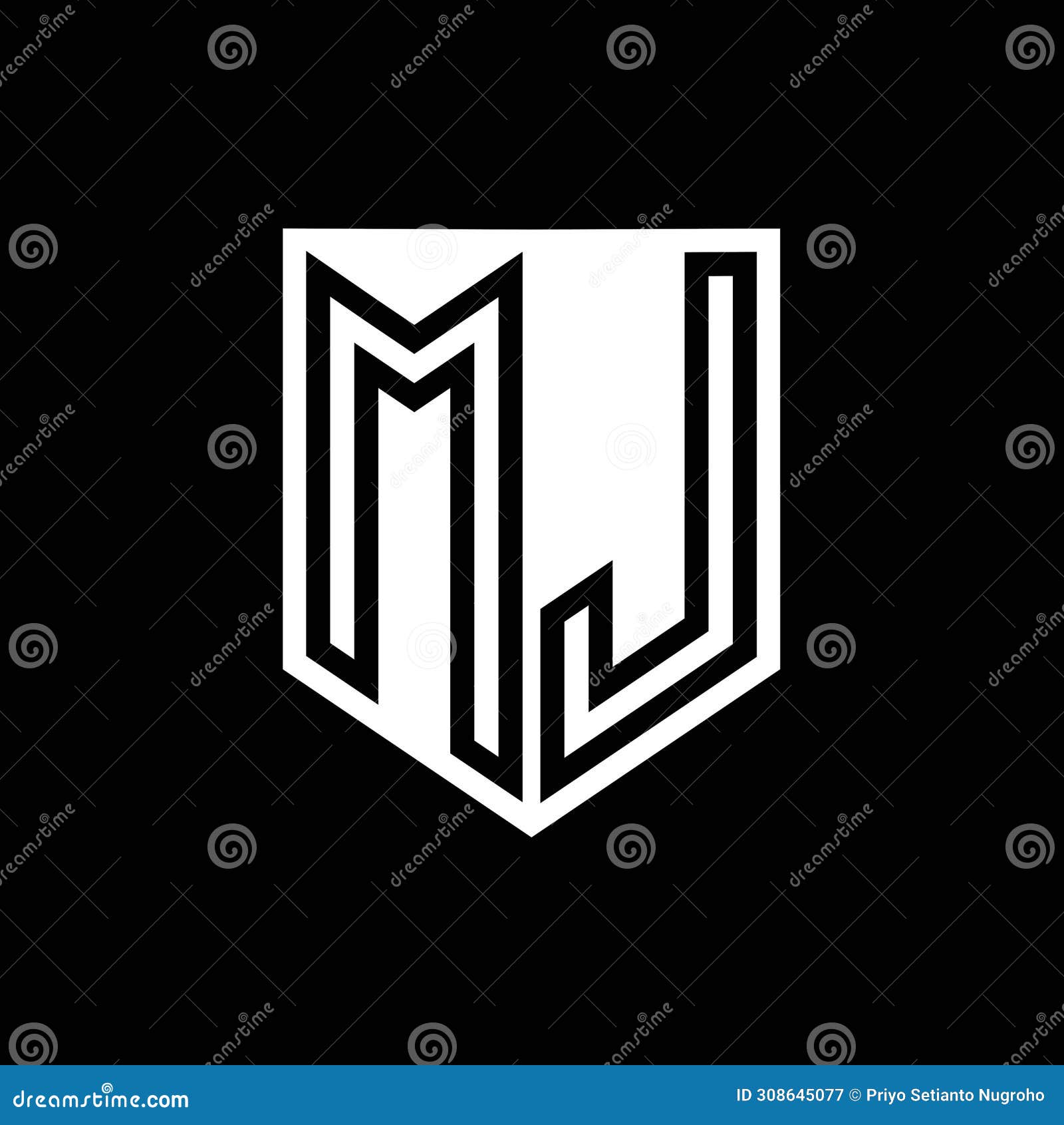 MJ Logo Monogram Shield Geometric Black Line Inside White Shield Color ...