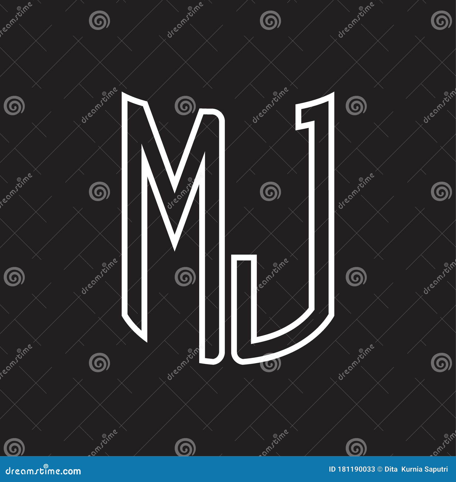 MJ Logo Monogram with Ribbon Style Outline Design Template Stock Vector ...